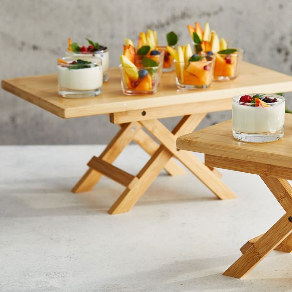 Leone Bamboo Crossed Legs Table Stand 24x40 - Soteriou Professional