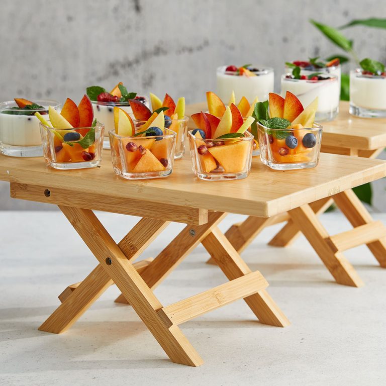 Leone Bamboo Crossed Legs Table Stand 24x40 - Soteriou Professional